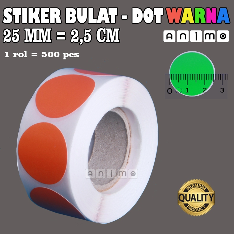 Jual Stiker Bulat Warna - COLOR DOT STICKERS - ROL 25 MM = 2,5 CM ...