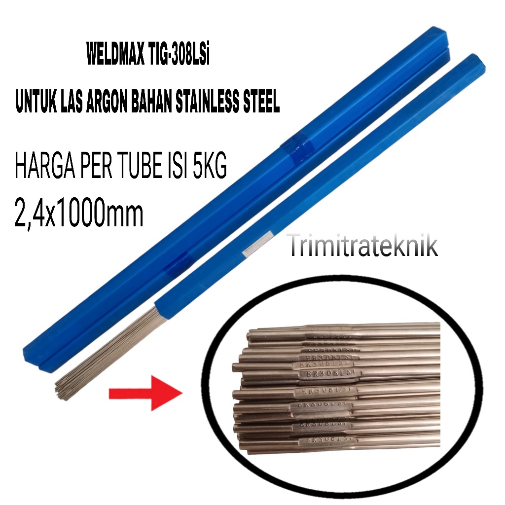 Jual KAWAT LAS ARGON STAINLESS 308Lsi 2,4mm WELDMAX TIG FILLER STAINLESS 308Lsi Kemasan Tube 5Kg ...