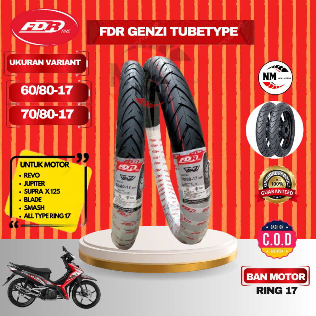 Jual Ban Motor FDR Genzi 60/80-17 70/80-17 Ban Ring 17 Tube Type | Shopee Indonesia