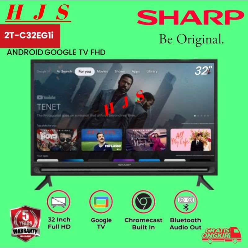 Jual TV LED SHARP 32 Inch / 32" 2T-C32EG1i/ SMART GOOGLE TV HD | Shopee Indonesia