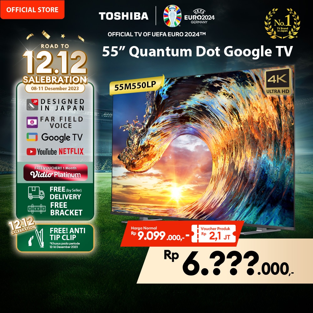 Jual [FREE ONGKIR JABODETABEK] [FREE BRACKET] Toshiba TV 55" 4K UHD Google TV - Quantum Dot QLED ...