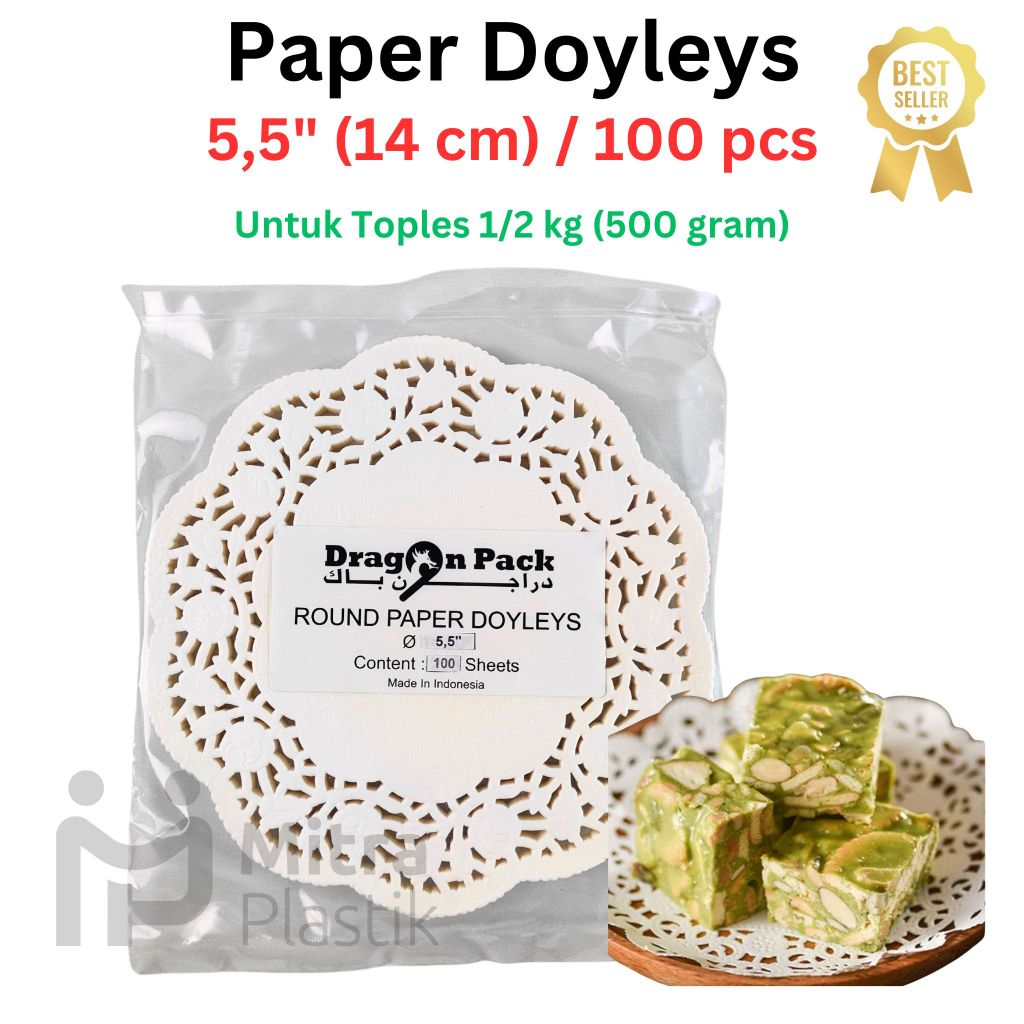 Jual (isi 100 pcs) Paper Doyleys 5.5" Inch Kertas Doilies 14 cm Alas ...