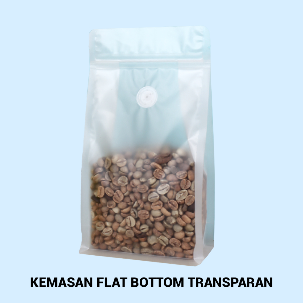 Jual Kemasan Kopi Flat Bottom Transparan 250gr Zipper Valve | Coffee Packaging | Shopee Indonesia