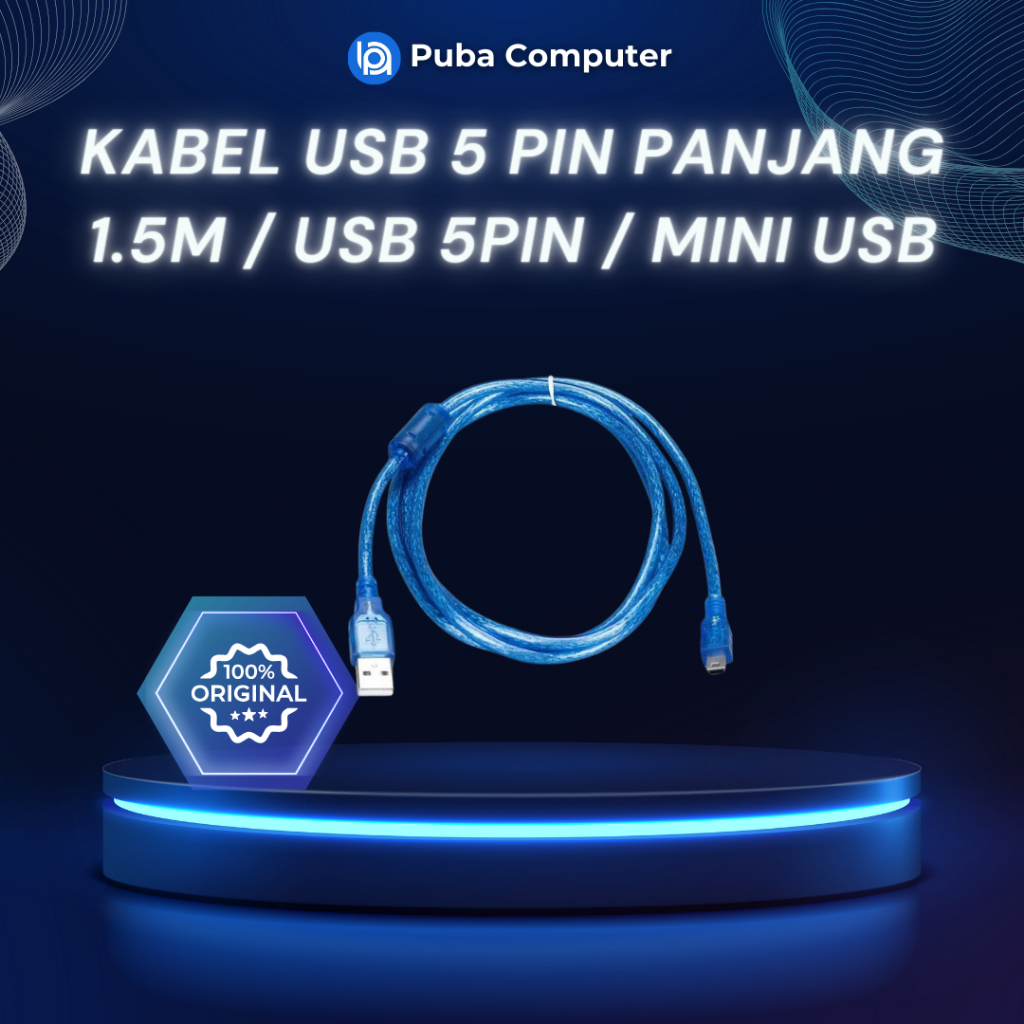 Jual KABEL USB 5 PIN PANJANG 1.5M / USB 5PIN / MINI USB | Shopee Indonesia