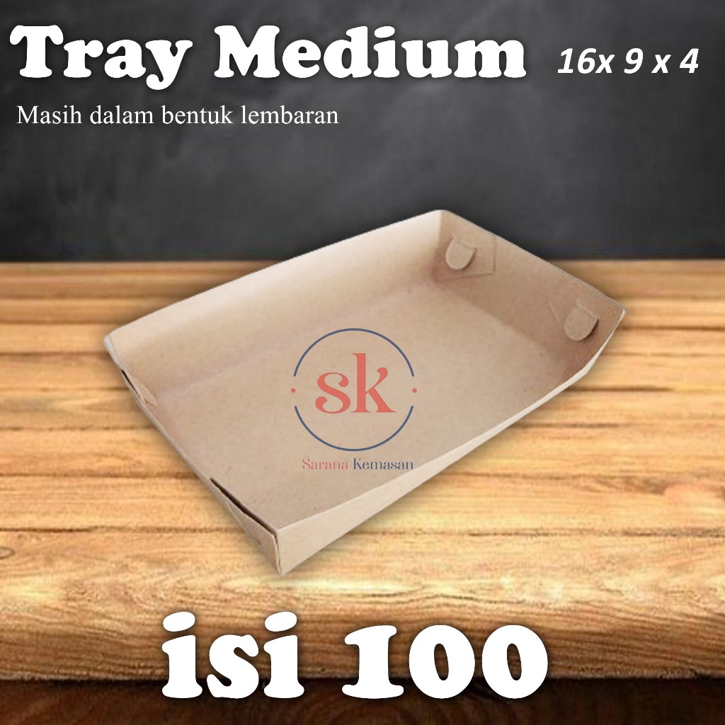 Jual Paper Tray M Kraft Tray Food Makanan Coklat Lipat Medium (isi 100 ...