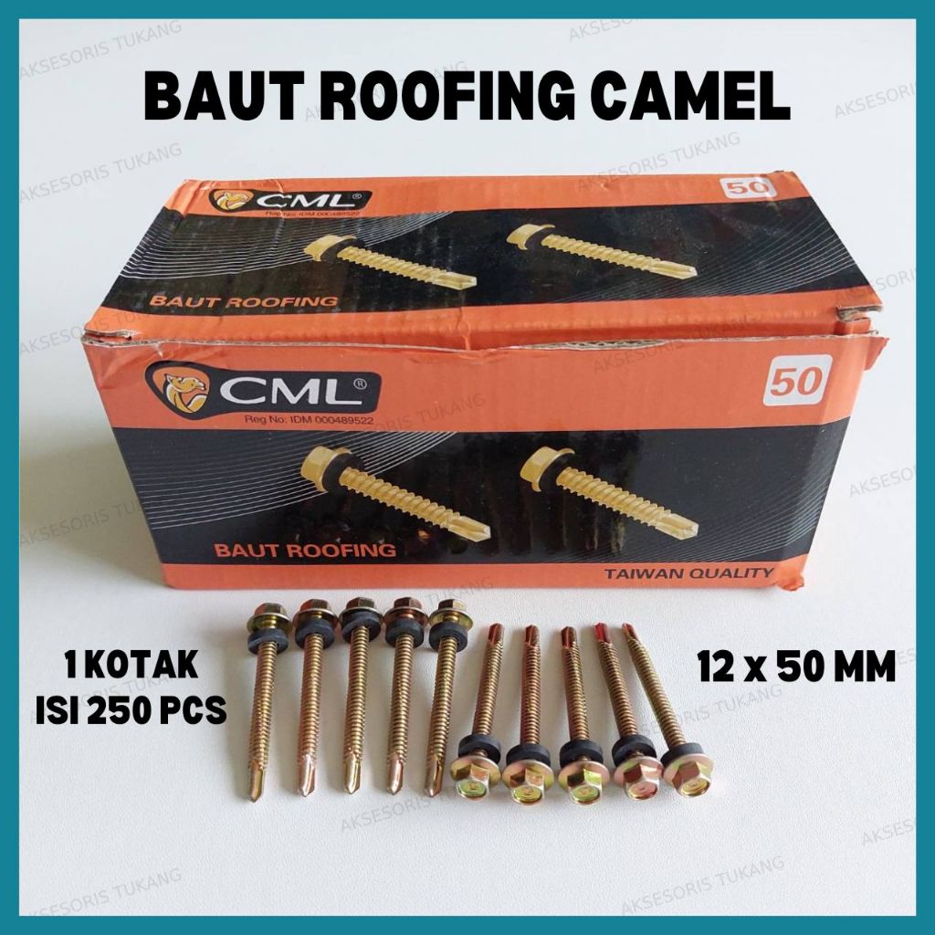 Jual [250 PCS] Baut Roofing Camel 12x50 5cm Per Kotak Baut Baja Ringan ...