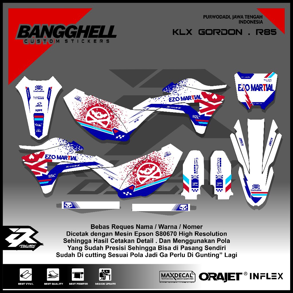 Jual DECAL KLX GORDON / STIKER DECAL KLX GORDON / DESAIN TERBARU ONE ...