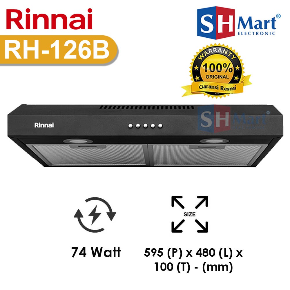 Jual COOKER HOOD RINNAI 60 CM RH-126B / RH126B SLIM PENGHISAP ASAP ...