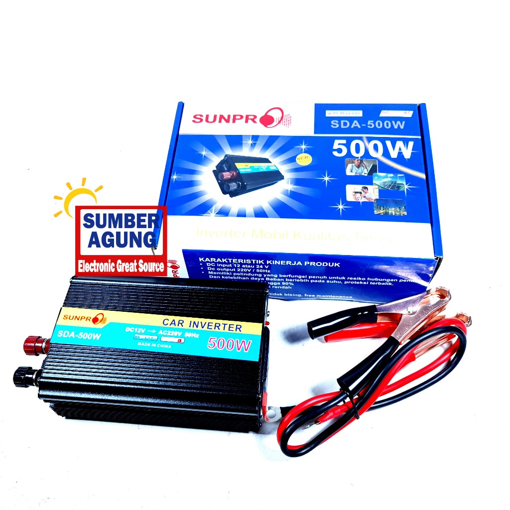 Jual Sunpro SDA500W Car Inverter Power Inventer 500W DC 12V Ke AC 220V ...