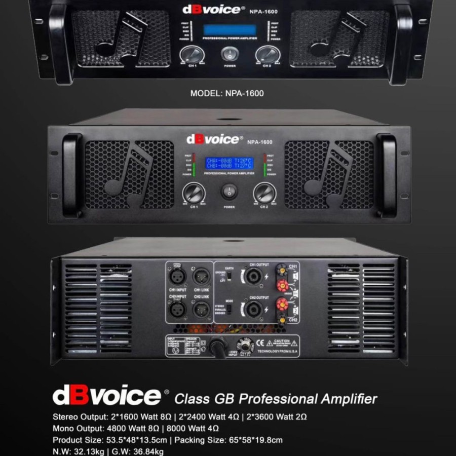 Jual Power dBVoice NPA 1600 Original Amplifier dB Voice NPA1600 Class ...