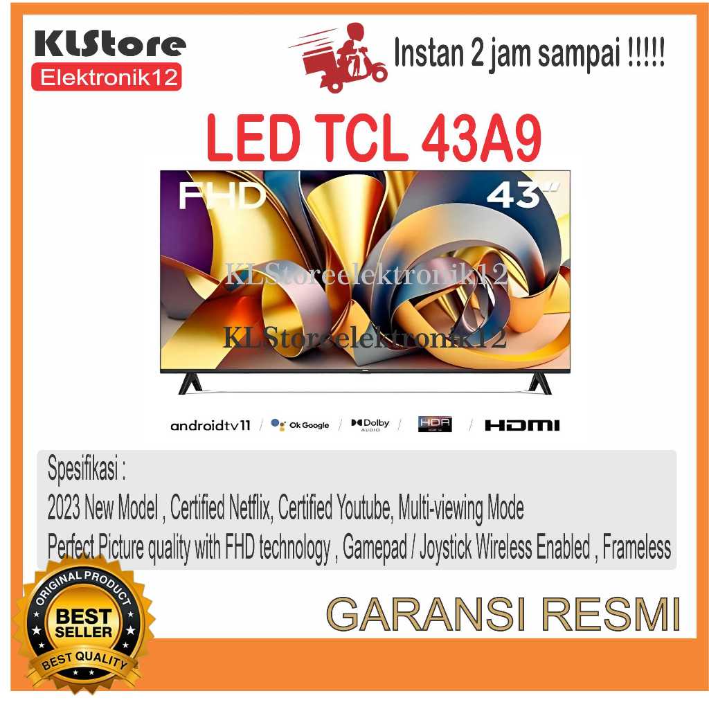 Jual LED TV TCL 43A9/ A9 43 INCH GOOGLE TV ANDROID NETFLIX SMART TV 4K ...