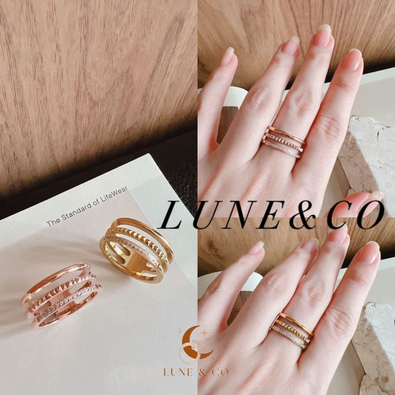 Jual Cincin Wanita Fashion Korea 3 Tingkat List Permata Halus Titanium CS314 | Shopee Indonesia
