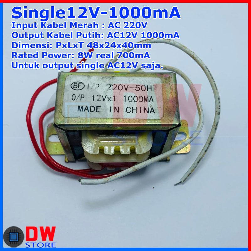 Jual Trafo Transformer Power Supply CT nonCT 220V AC 6V 9V 12V 15V ...