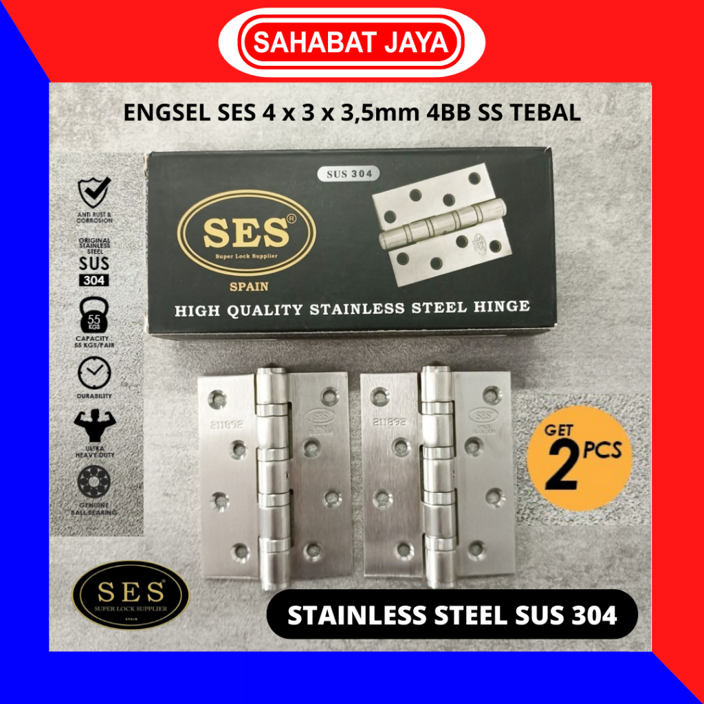 Jual Engsel Pintu Hinge SES Tebal 4" inch dan 5" inch Stainless Steel ...