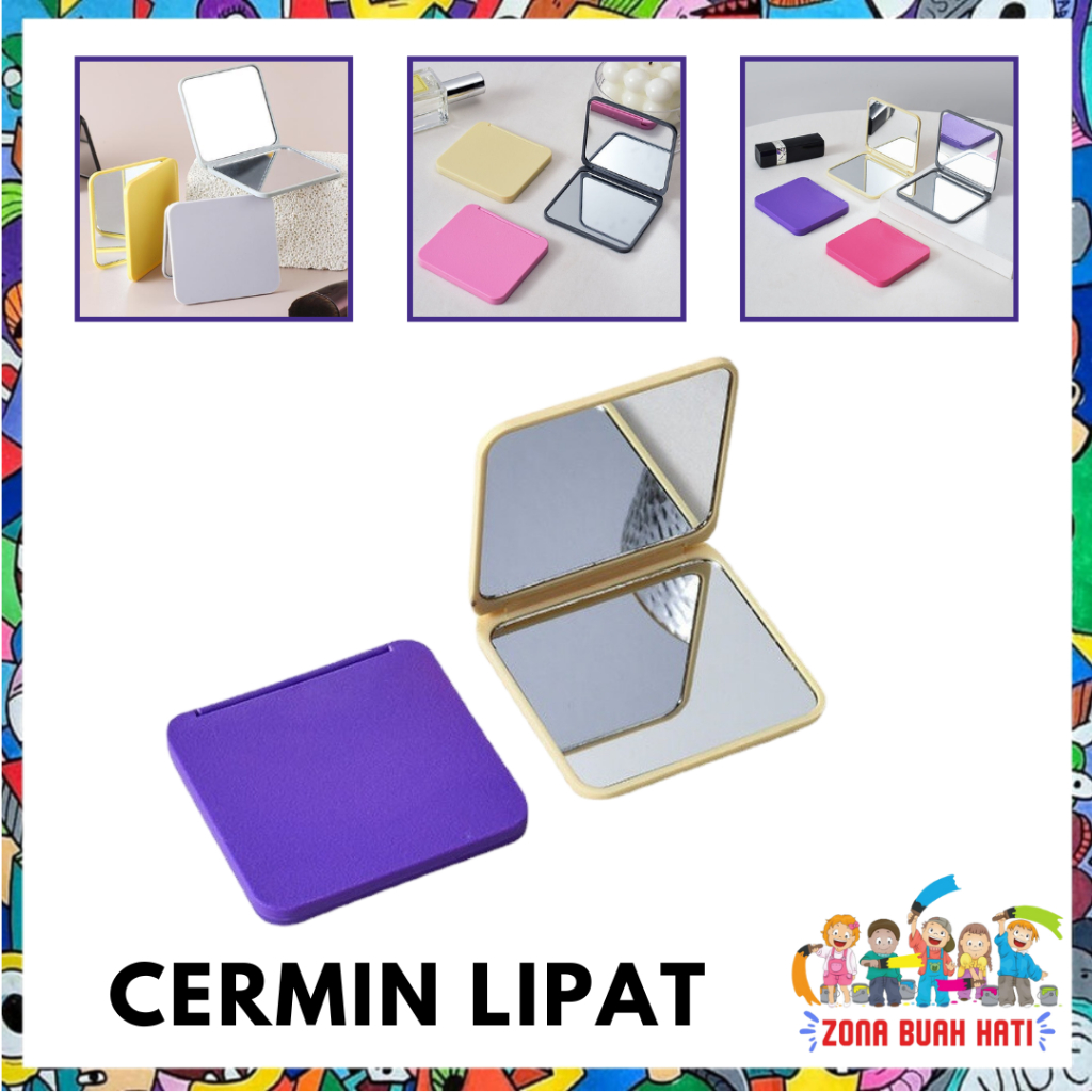 Jual ZBH Cermin Lipat 2 Sisi Persegi Polos Kaca Make Up Lipat Traveling ...