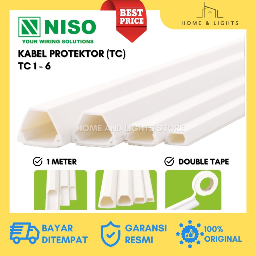 Jual NISO Kabel Protektor/Ducting TC+ Double Tape 1 Meter | Pelindung Kabel Putih, Kualitas ...