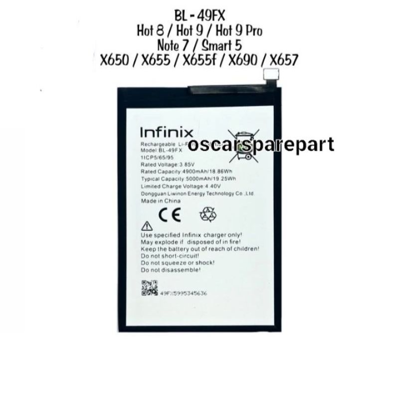 Jual BATRE BATERAI BATTERY INFINIX HOT 8/HOT 9 BL-49FX ORIGINAL NEW ...