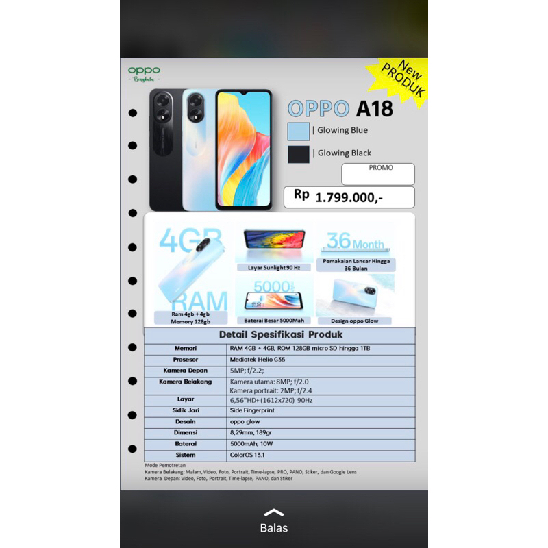 Jual OPPO A18 | Shopee Indonesia