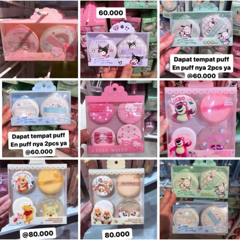 Jual Makeup Puffs set Sanrio Miniso x Sanrio x Disney | Cushion puffs ...