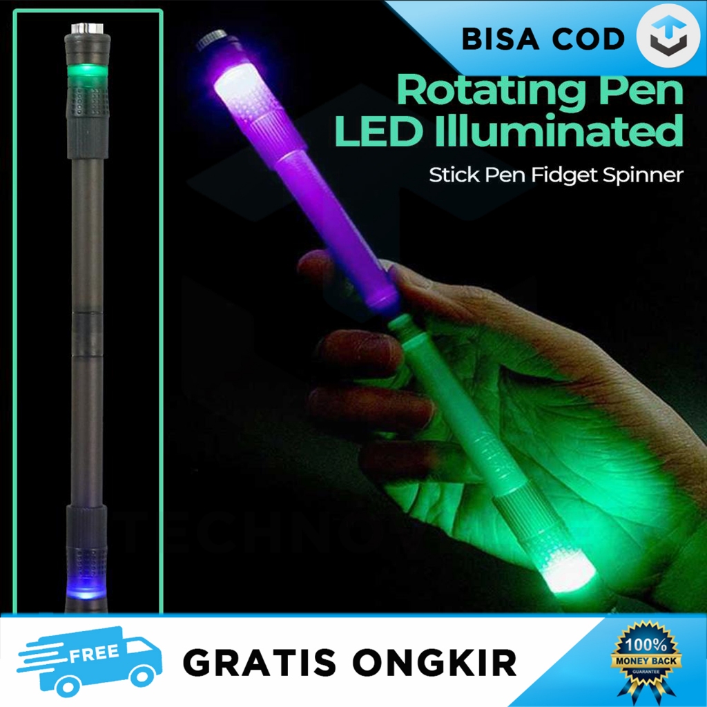 Jual SPINNER PEN STICK PERMAINAN ROTATING FIDGET PULPEN LED ILLUMINATED ...