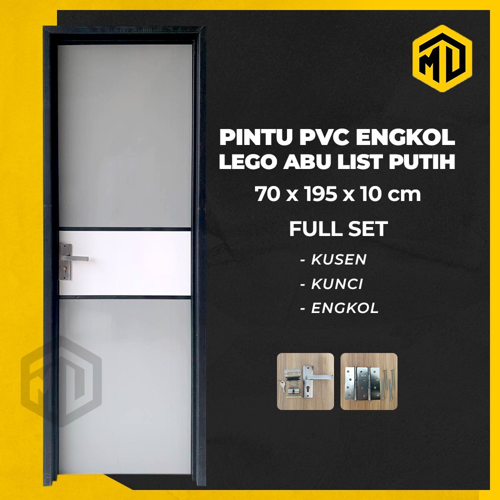 Jual Pintu Kamar Mandi PVC Bahan Tebal Lego List Abu Putih Dengan ...