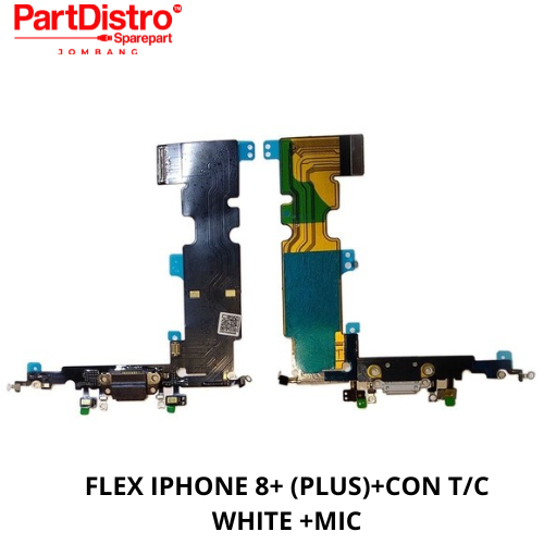 Jual FLEXIBEL CAS IPHONE 8+ (PLUS)+CON T/C WHITE +MIC ORI | Shopee ...