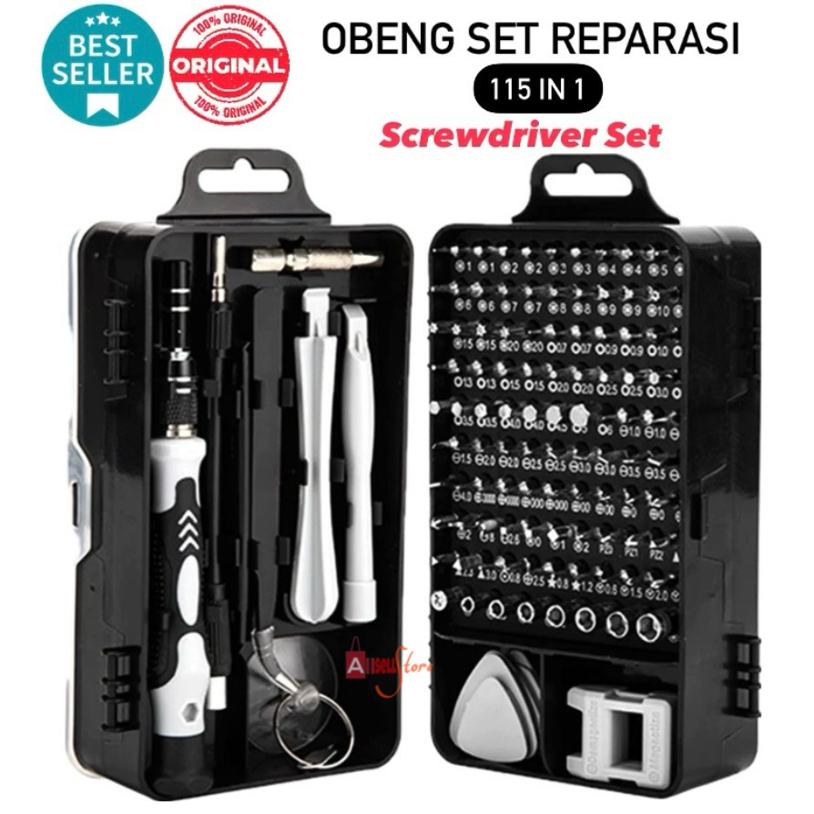 Jual ( COD) PROMO Obeng Set Reparasi 115 in 1 / Set Obeng HP Laptop Magnetic Screwdriver / Obeng ...