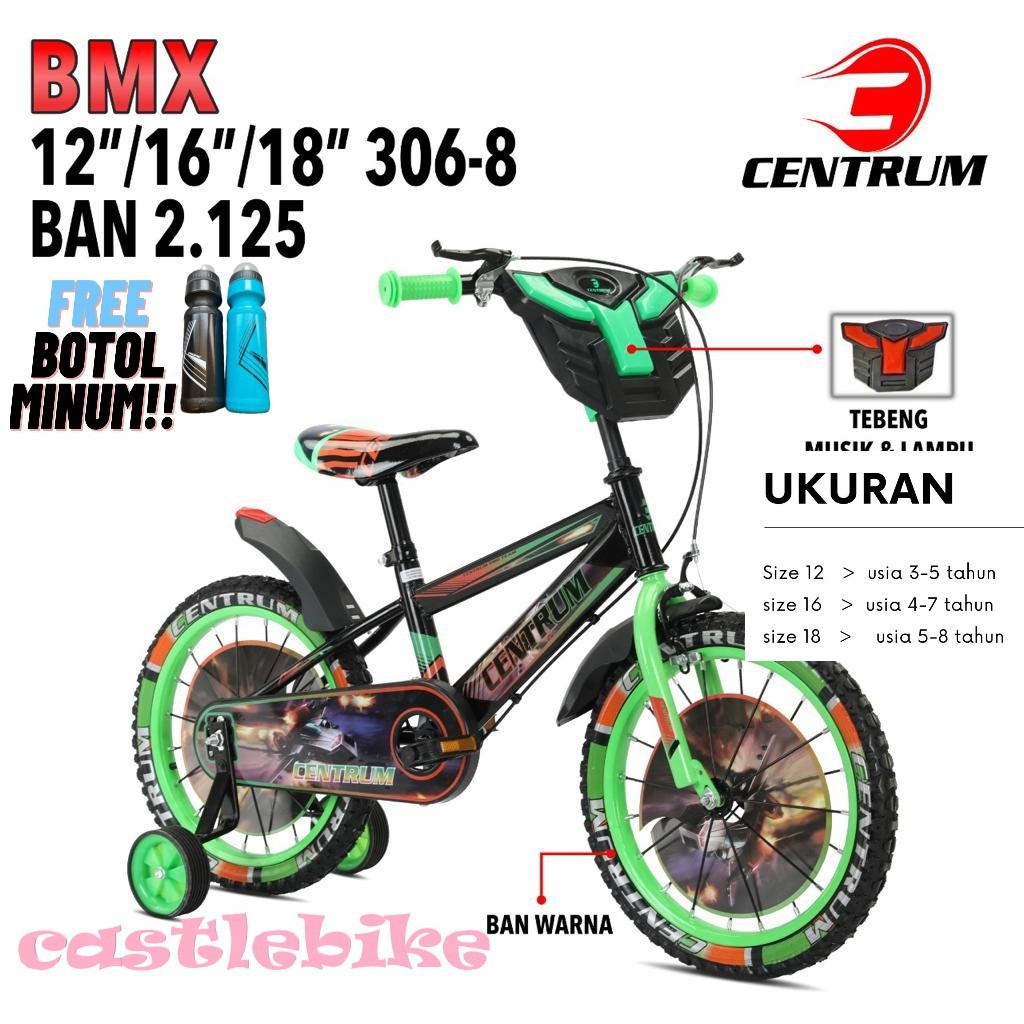 Jual Sepeda BMX Anak CENTRUM 306-8 Ban Motif 16 Inch | Shopee Indonesia
