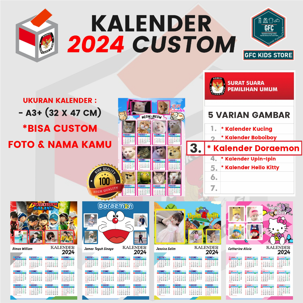 Jual CUSTOM KALENDER 2024 POTO DAN NAMA | Shopee Indonesia