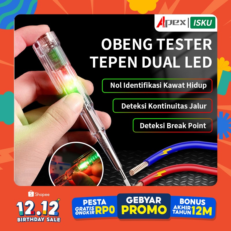 Jual ISKU obeng tespen listrik paling kuat/taspen cek kabel putus dual ...