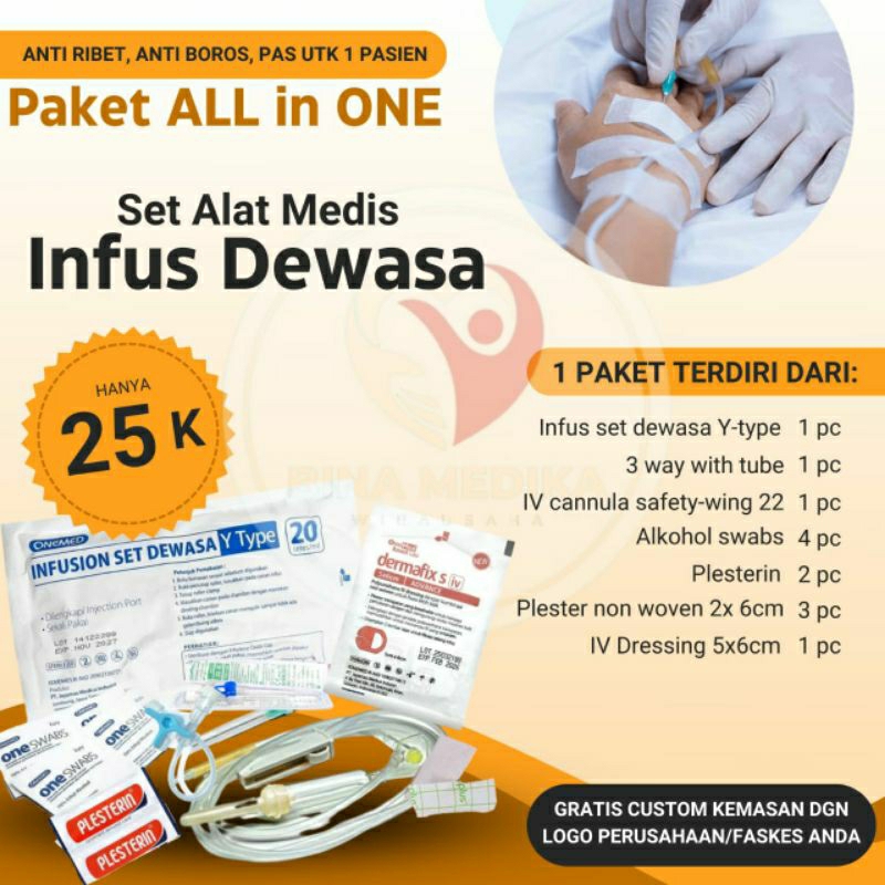Jual Infus Set Dewasa Selang Infus Paket All In One - Bisa Custom Label ...