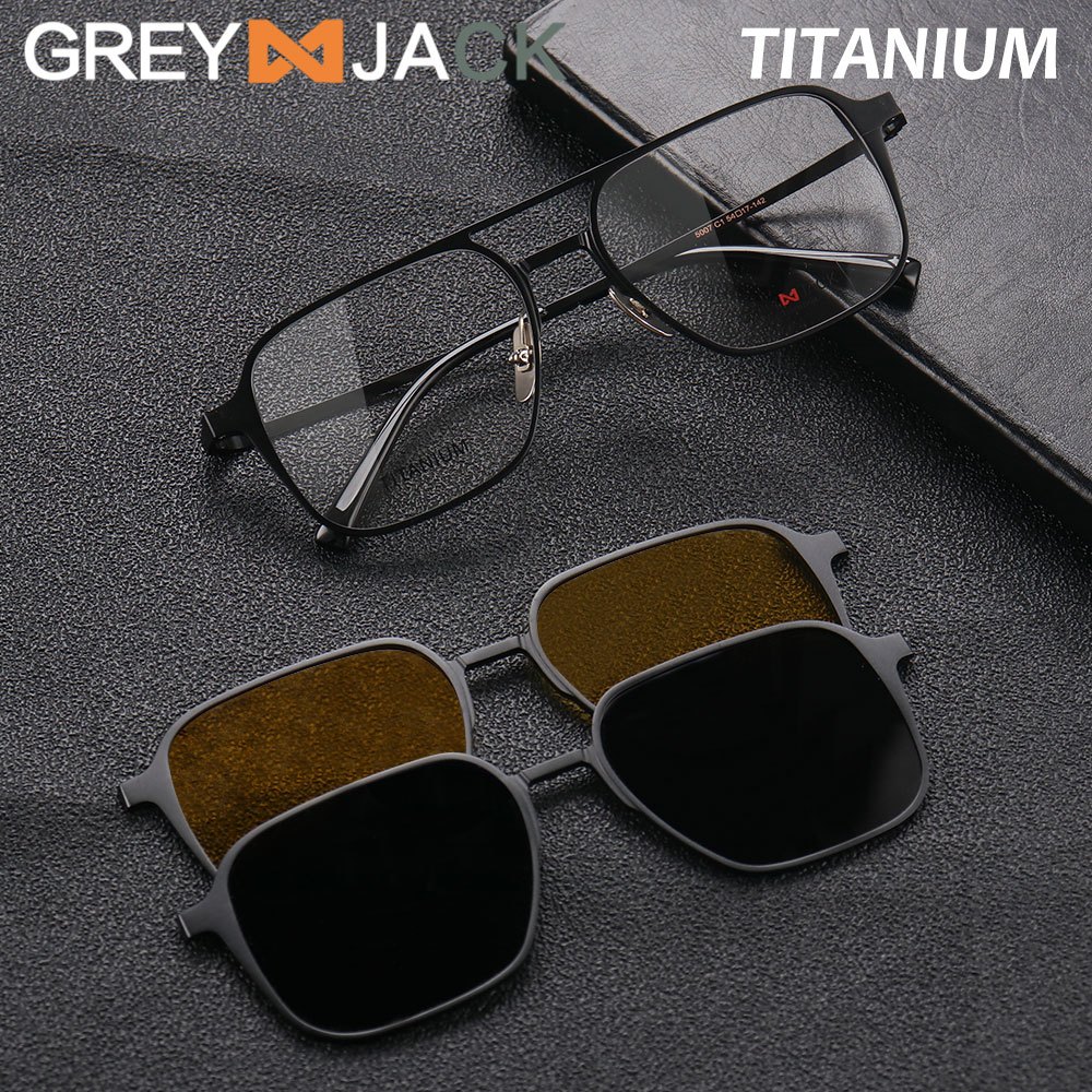 Jual Grey Jack Kacamata Clip On Polarized Anti UV Titanium Model Kotak l Free 2 Lens Multifungsi ...