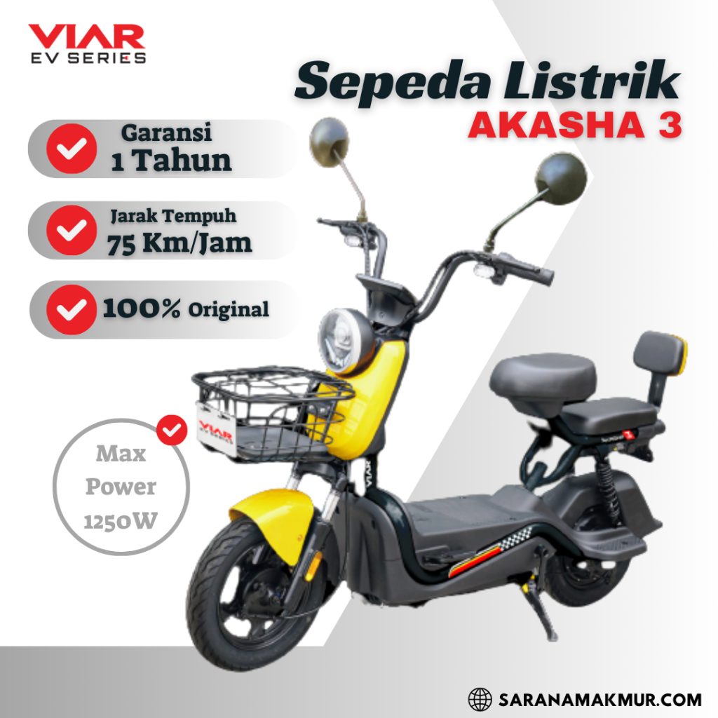 Jual Sepeda Listrik Viar Akasha 3 / 100% Original / Garansi Resmi ...