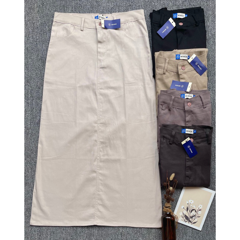 Jual Rok Panjang Wanita Resleting Rok Kerja Basic Model A Bahan Chinos ...