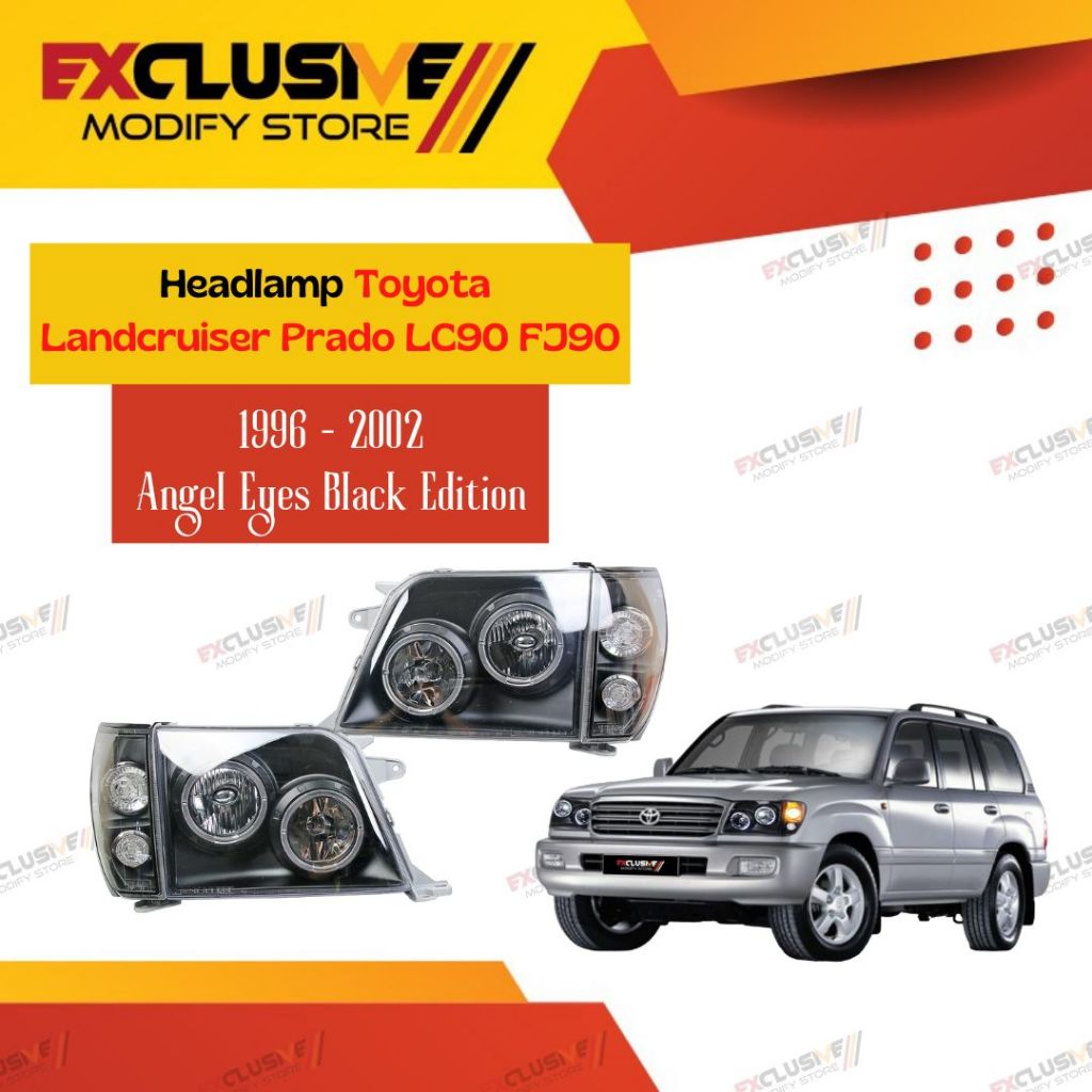Jual TOYOTA LC PRADO LC90 FJ90 1996-2002 HEADLAMP ANGEL EYES BLACK ...