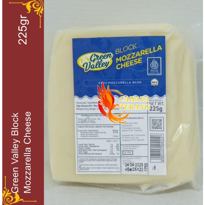 Jual Mozzarella Cheese Block Green Valley Mozzarela 225g Keju Mozarella ...