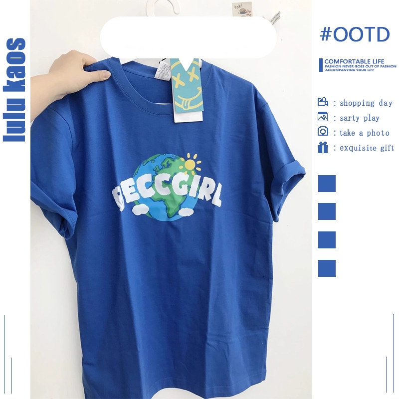 Jual COD Premium Biru Bumi kaos oversize wanita baju wanita korea baju ...