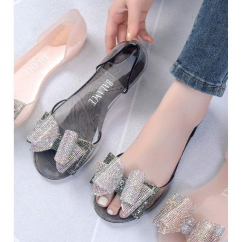 Jual Sepatu Kaca Wanita Princess Mutiara Flatshoes Transparan Tebal ...