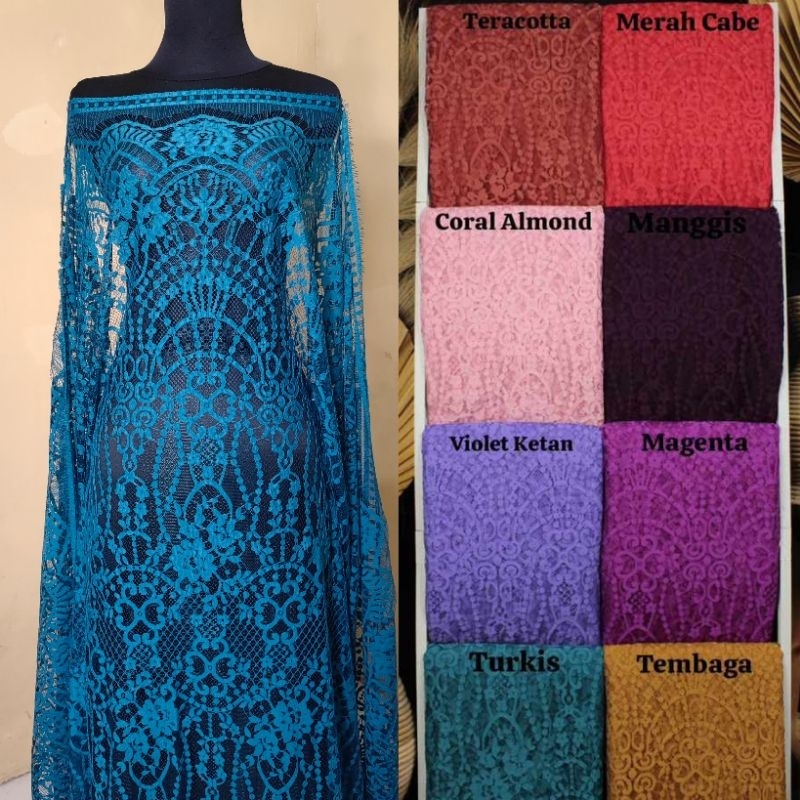 Jual Bahan Kebaya Brokat Semifrancis Kain Brukat Semi Perancis Katun ...