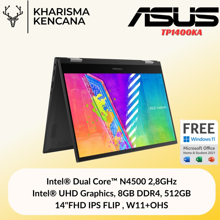 Jual Asus VivoBook Go FLIP TP1400KA VIPS451 N4500 8GB 512GB 14″FHD IPS ...