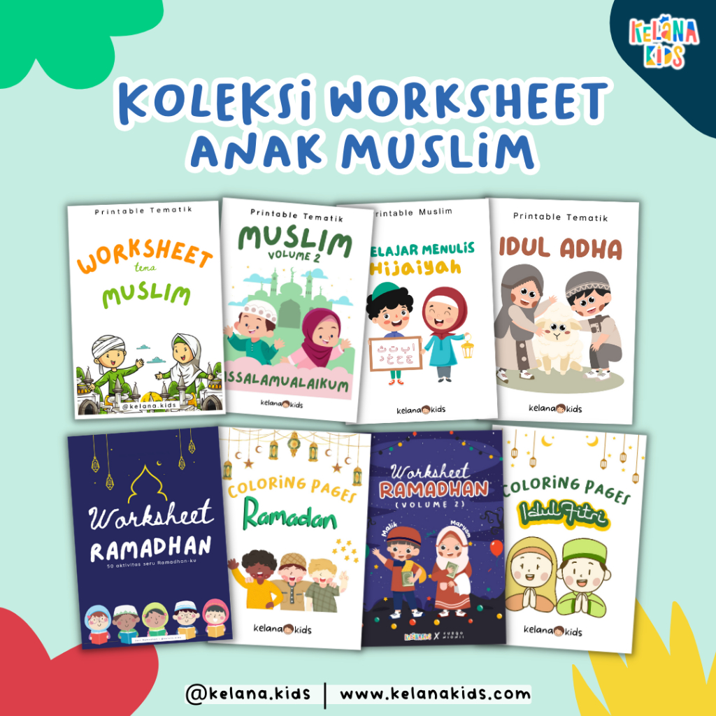 Jual Worksheet Anak Muslim usia 2 sampai 7 tahun Belajar Ramadhan Idul ...