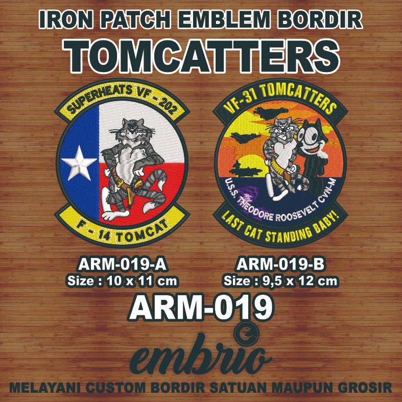 Jual ARM-019 Patch BOMBER TOMCATTERS US Air Forces Bomb Squad TOMCAT Fighter Squadron - Embrio ...