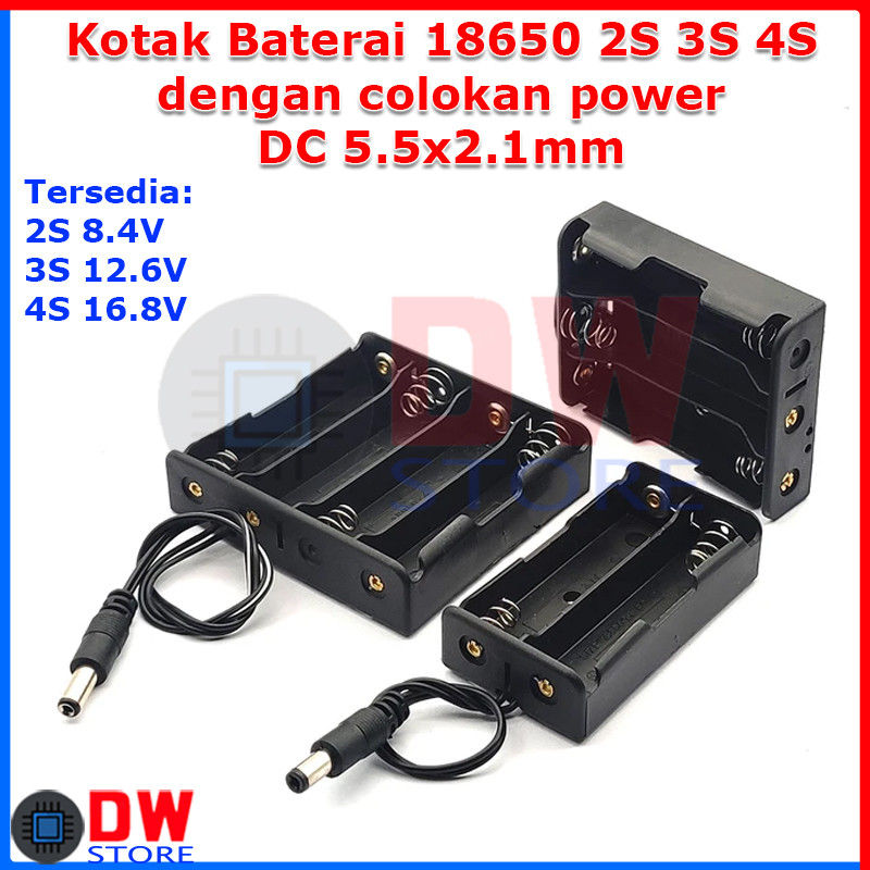 Jual Tempat Kotak Box Baterai 18650 2S 3S 4S Jack Power DC 5.5x2.1mm ...