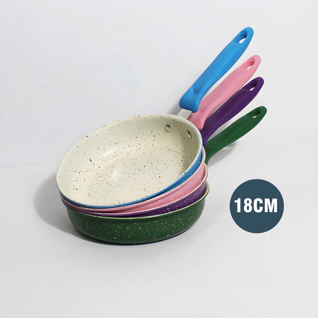 Jual PANCI TEFLON FRYPAN WARNA / MARBLE PAN ANTI LENGKET WAJAN GAGANG 18CM 20CM 22CM 24CM ...