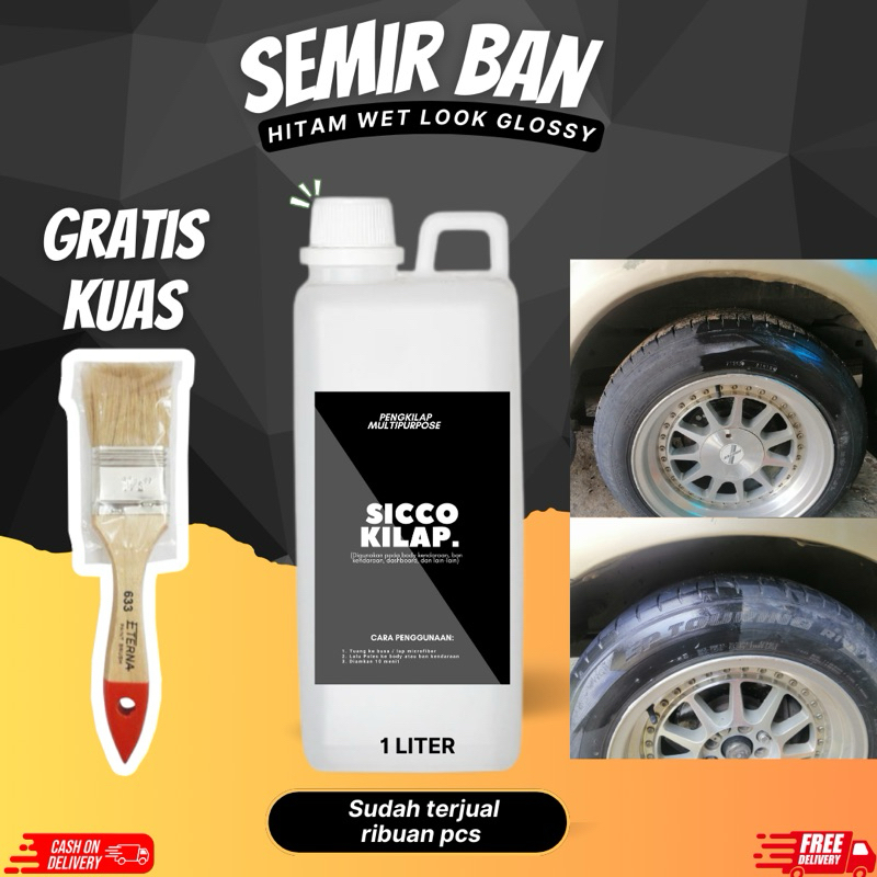 Jual Semir Ban / Pengkilap Ban / Kit Ban Motor dan Mobil 1 Liter Hitam ...