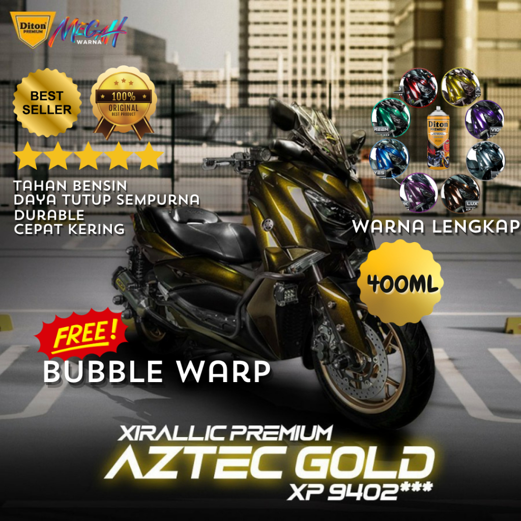 Jual DITON PREMIUM Cat Semprot 400 CC Warna Xirallic Merah Biru Hijau ...