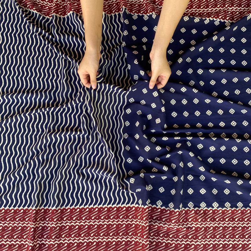 Jual Kain Batik Paris Handprint Motif Tiga Dimensi Warna Navy Kombinasi ...