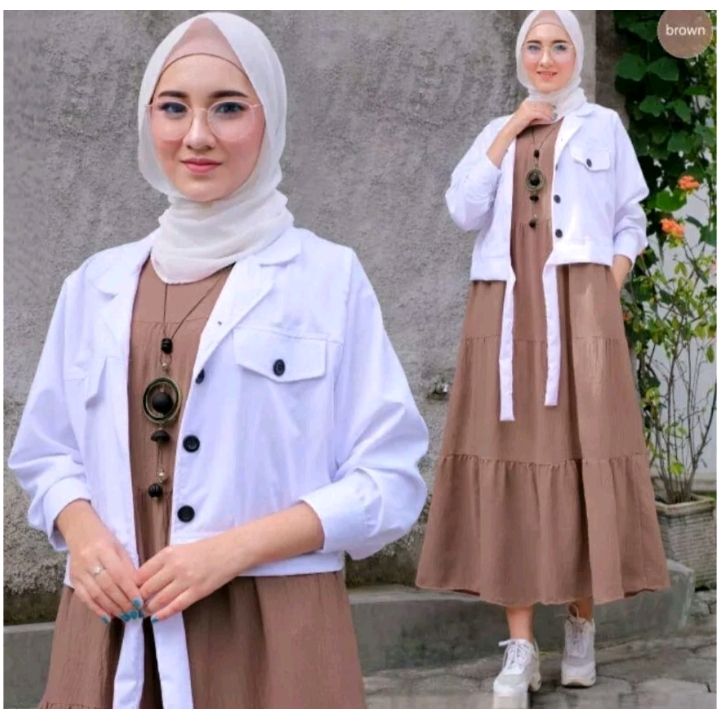 Jual Diskon terbesar !! Gamis set outer terpisah / Valen set wanita dewasa 2024 / Baju gamis ...