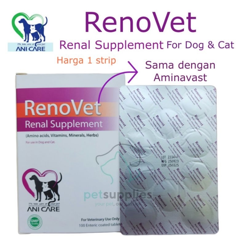 Jual Vitamin Ginjal Anjing Kucing RenoVet Sama Dengan Aminavast Renacor ...