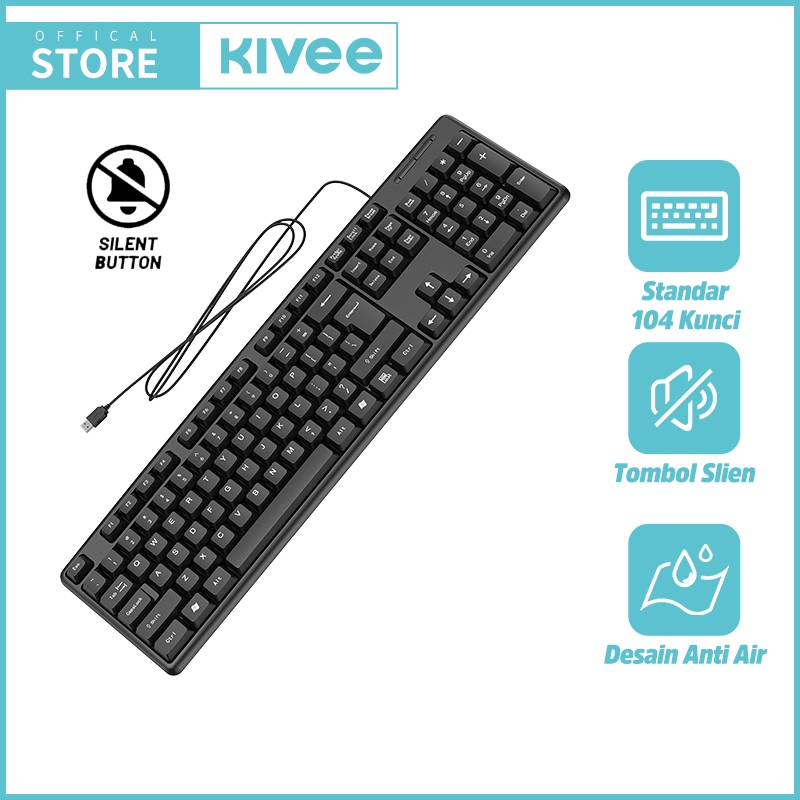 Jual kIVEE keyboard Kabel KV-K09 Black 104 keys Full Size Portable ...